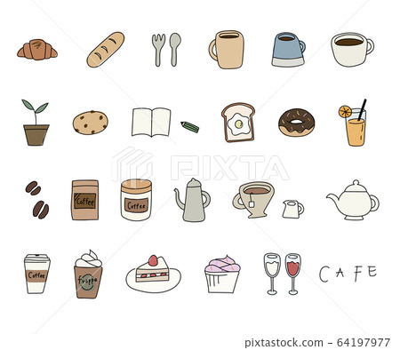 Set of hand-drawn cafe illustrations / cute /... - Stock Illustration ...