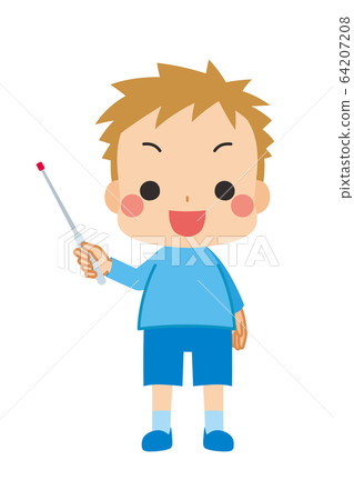 Little boy with a pointing stick - Stock Illustration [64207208] - PIXTA