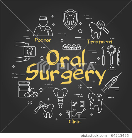 Vector black linear round Oral Surgery concept - Stock Illustration ...