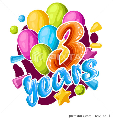 3rd year anniversary celebration card. Greeting... - Stock Illustration ...