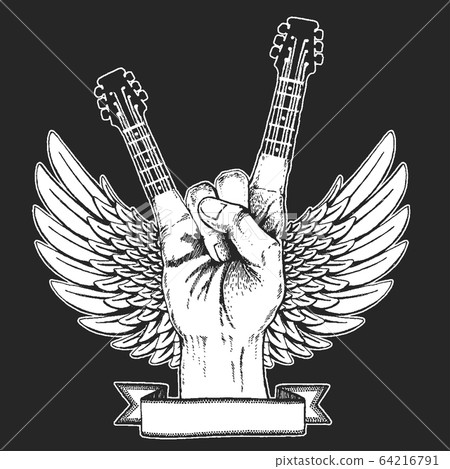 Rock heavy metal, hard rock music hand symbol.... - Stock Illustration ...
