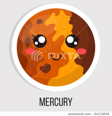 Cartoon cute mercury planet isolated on white - Stock Illustration ...