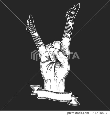 Rock heavy metal, hard rock music hand symbol.... - Stock Illustration ...