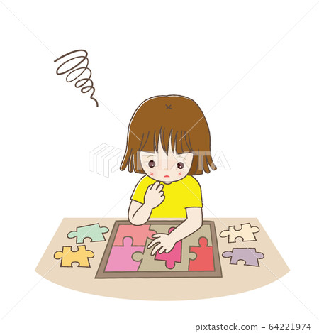 Children girl puzzle think. - Stock Illustration [64221974] - PIXTA