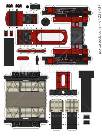 The paper model of an old freight steam train - Stock Illustration ...
