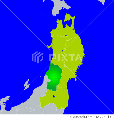 Yamagata Prefecture Map and Tohoku Region - Stock Illustration ...