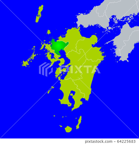 Saga Prefecture Map and Kyushu Region - Stock Illustration [64225683 ...