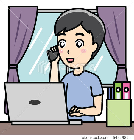 Men who work at home for telework - Stock Illustration [64229893] - PIXTA