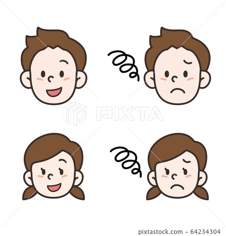 Child and pomo front face smile and troubled... - Stock Illustration ...