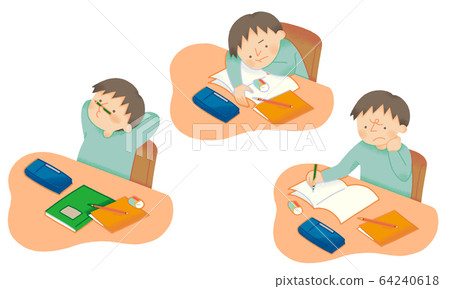 Illustration of a child who cannot concentrate... - Stock Illustration ...