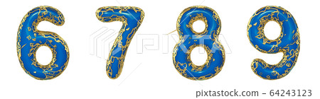 Number set 6, 7, 8, 9 made of realistic 3d... - Stock Illustration ...