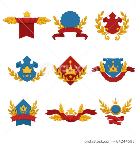 Heraldic banners with crowns, stars and ribbons... - Stock Illustration ...