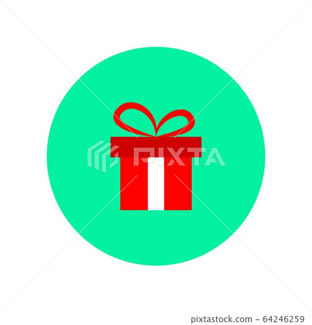 Present Circle Flat Style Icon Vector Illustration - Stock Illustration ...