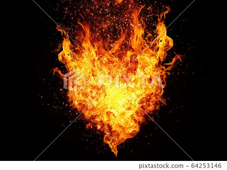 Abstract fire heart floating in the dark - Stock Illustration [64253146 ...