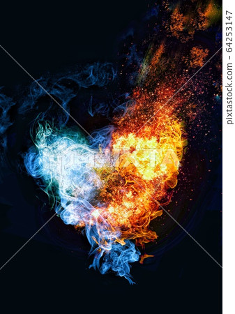 Abstract fire heart floating in the dark - Stock Illustration [64253147 ...