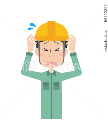 Male worker worker upper body troubled emotion... - Stock Illustration ...