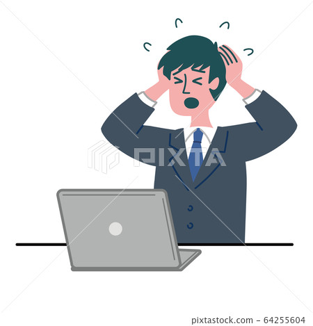 Suit man computer impatient - Stock Illustration [64255604] - PIXTA