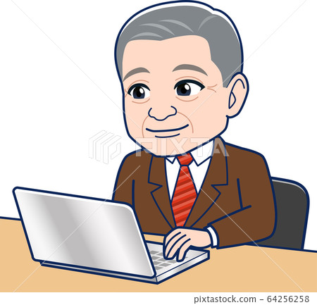 Elderly man and personal computer - Stock Illustration [64256258] - PIXTA