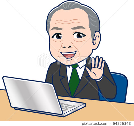 Uncle in computer and suit - Stock Illustration [64256348] - PIXTA