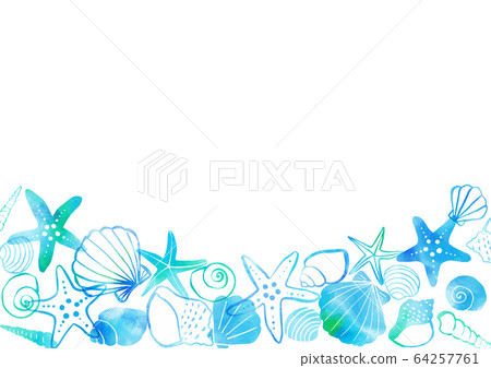 Hand painted watercolor illustration blue sea... - Stock Illustration ...