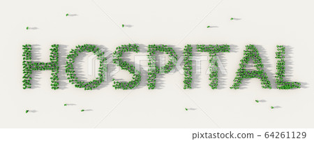 Large group of people forming Hospital lettering - Stock Illustration ...