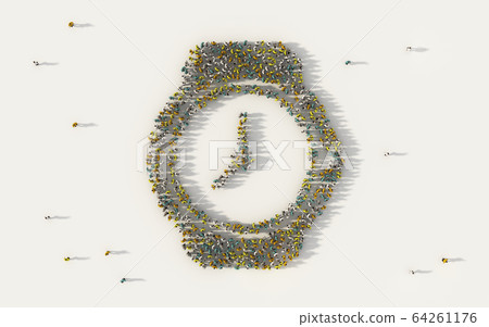 Large group of people forming a watch symbol in - Stock Illustration ...