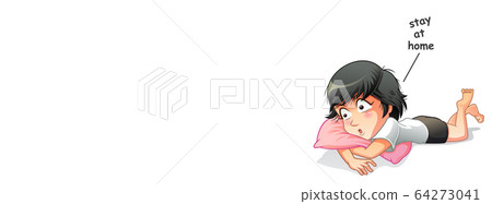 Stay at home illustration cartoon - Stock Illustration [64273041] - PIXTA