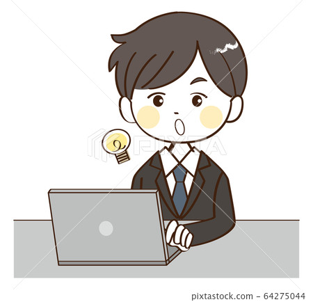 Man, office work, flash - Stock Illustration [64275044] - PIXTA