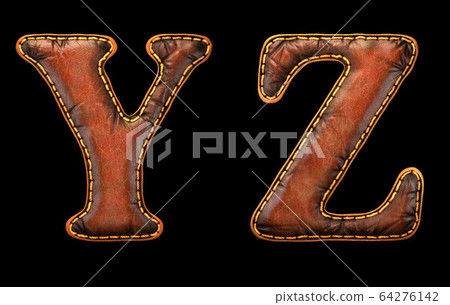 Set of leather letters Y, Z uppercase. 3D... - Stock Illustration ...