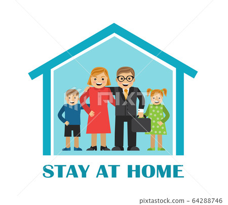 cute family stay home because they are afraid... - Stock Illustration ...