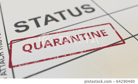 Red QUARANTINE stamp on paper form. 3D rendering - Stock Illustration ...
