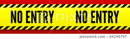 No entry. Yellow striped line on red background-插圖素材 [64299797] - PIXTA圖庫