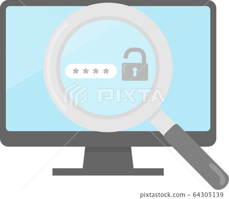 Security, PC and magnifying glass - Stock Illustration [64305139] - PIXTA