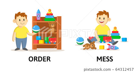 Words order and mess flashcard with cartoon... - Stock Illustration ...