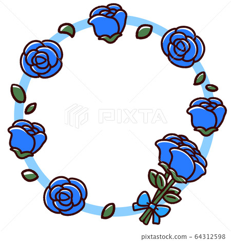 Rose round frame blue - Stock Illustration [64312598] - PIXTA