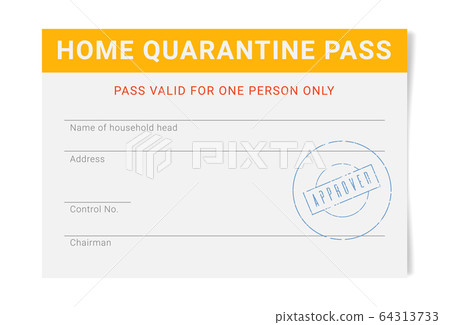 Home quarantine pass template. Personal admission - Stock Illustration ...