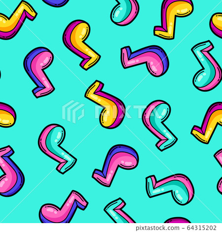 Seamless pattern with cartoon musical notes.-插圖素材 [64315202] - PIXTA圖庫