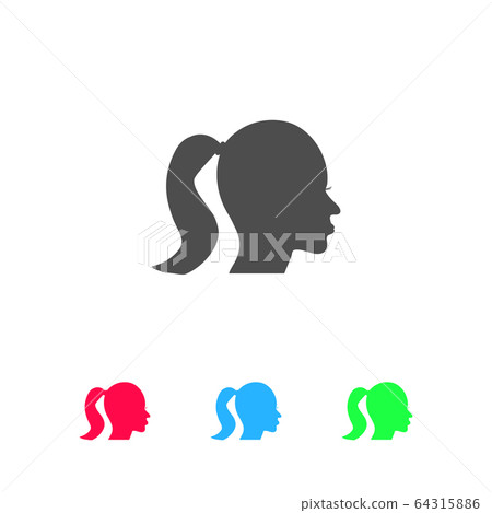 Woman's face shape icon flat.-插圖素材 [64315886] - PIXTA圖庫
