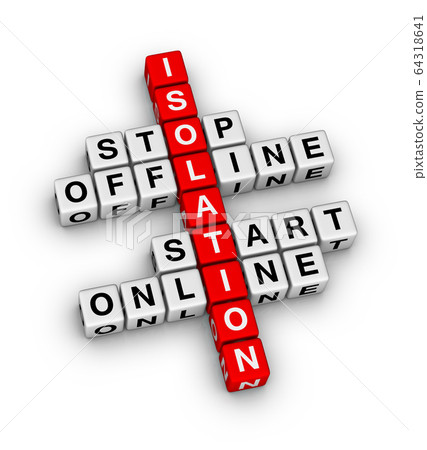Stop Online, Start Online. Self Isolation concept - Stock Illustration ...
