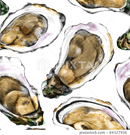 Oysters seamless pattern - Stock Illustration [64327956] - PIXTA
