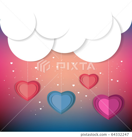 Love and valentine day illustration. Clouds and... - Stock Illustration ...