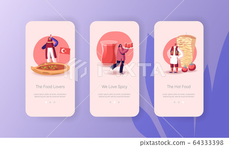 Turkish Food Mobile App Page Onboard Screen... - Stock Illustration ...
