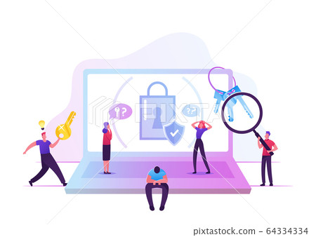 Sad Man Forgot Password Sitting at Huge Laptop... - Stock Illustration ...