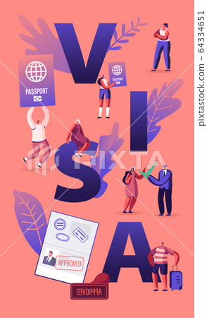 People Getting Visa Concept. Travelers and... - Stock Illustration ...