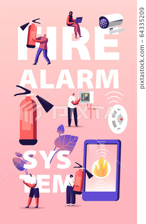 Fire Alarm Safety System Concept. Characters... - Stock Illustration ...