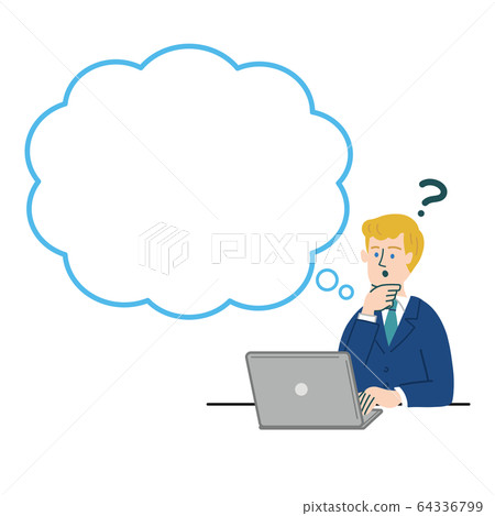 Suit male blond foreigner computer comment... - Stock Illustration ...