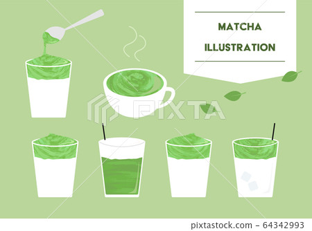 Matcha drink illustration set - Stock Illustration [64342993] - PIXTA