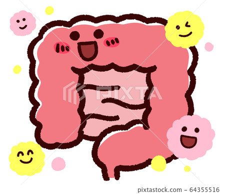 Cute large intestine, small intestine, smile... - Stock Illustration ...