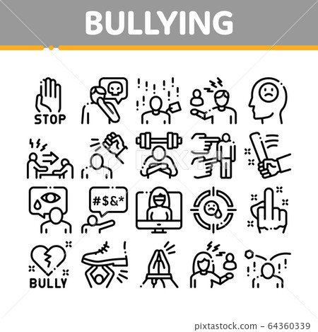 Bullying Aggression Collection Icons Set Vector - Stock Illustration ...