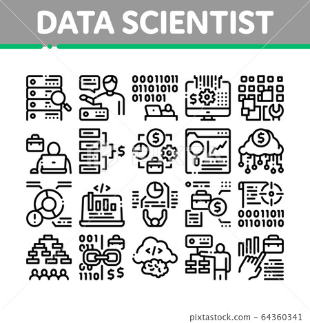 Data Scientist Worker Collection Icons Set Vector - Stock Illustration ...
